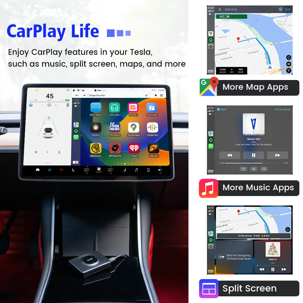 Carlinkit T2C Flash Tesla Upgrade With Wireless Carplay Adapter for Te ...