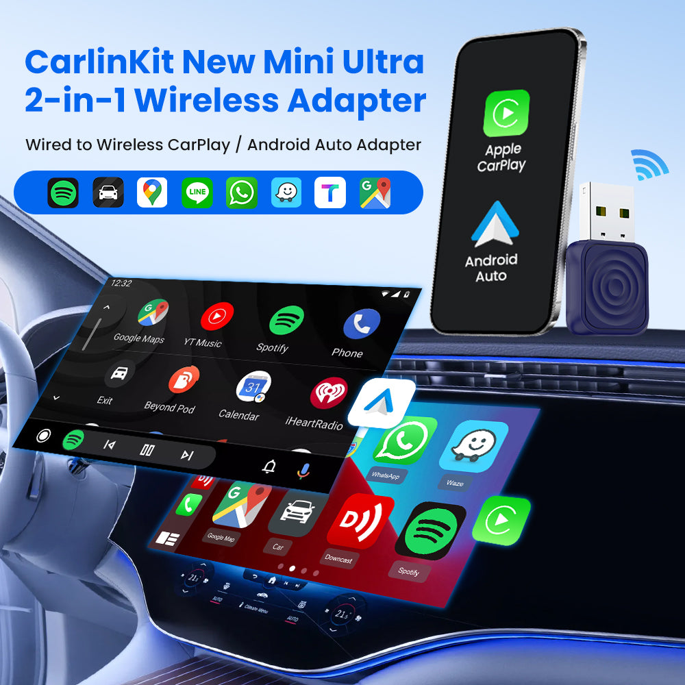 CarlinKit Mini Ultra Wireless Android Auto & CarPlay USB Dongle ...