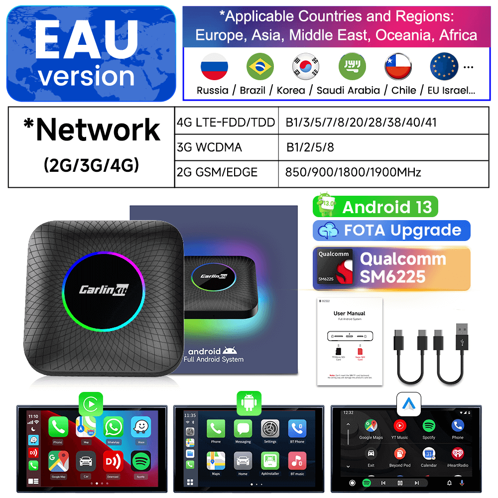 Tbox Led Multimedia Video Android13 AI Box Wireless CarPlay & Android – Carlinkit Mall