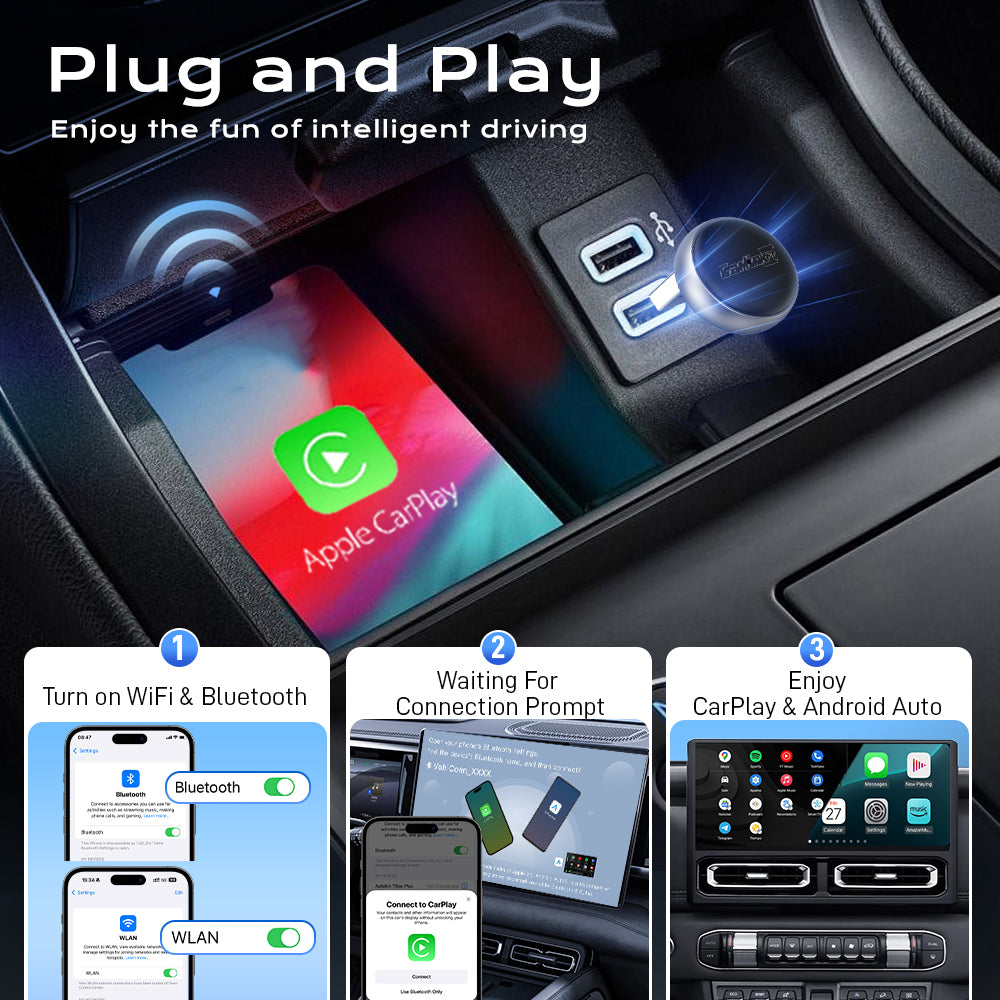 CarlinKit Mini Ultra 3 Wireless CarPlay & Android Auto Tiny Adapter ...