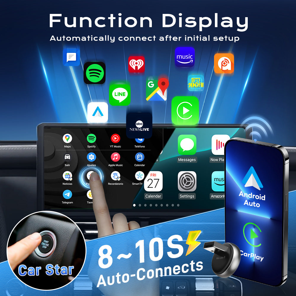 CarlinKit Mini Ultra 3 Wireless CarPlay & Android Auto Tiny Adapter ...
